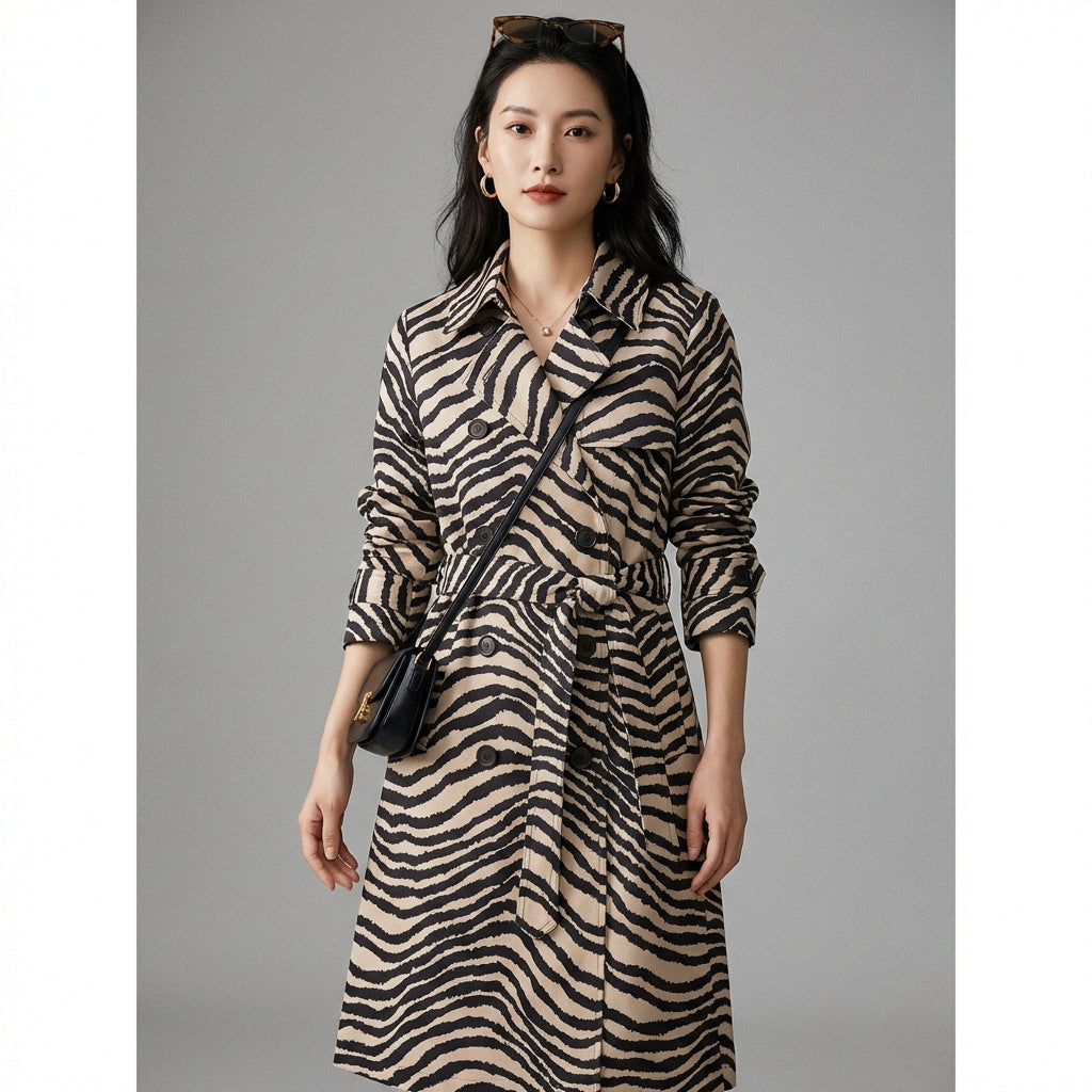 Trench-coat Rayé Vintage | Koreanxwear – KoreanxWear